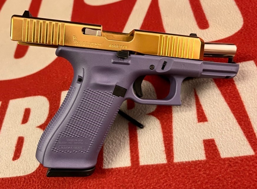 CUSTOM NICKEL AND GOLD PLATED GLOCK 45 ORCHID WITH PURPLE GRIP .45 ACP ...