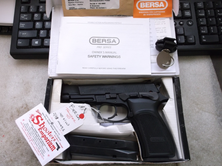 Bersa Model Thunder 40 Original Box, 2-13 Mags (B7805-17 .40 S&W For ...