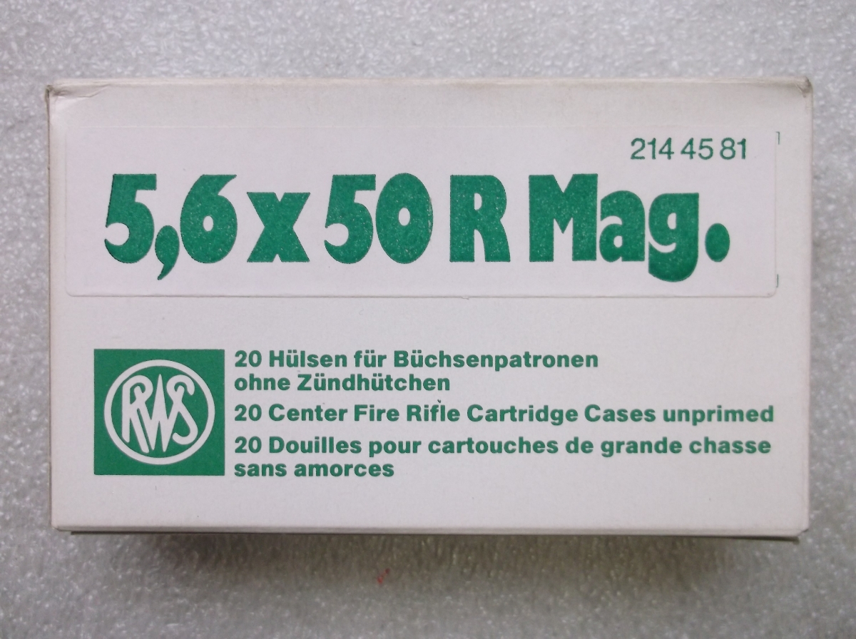 Rws 5.6 X 50r Magnum New Unprimered Brass Casings Ready For Reloading ...