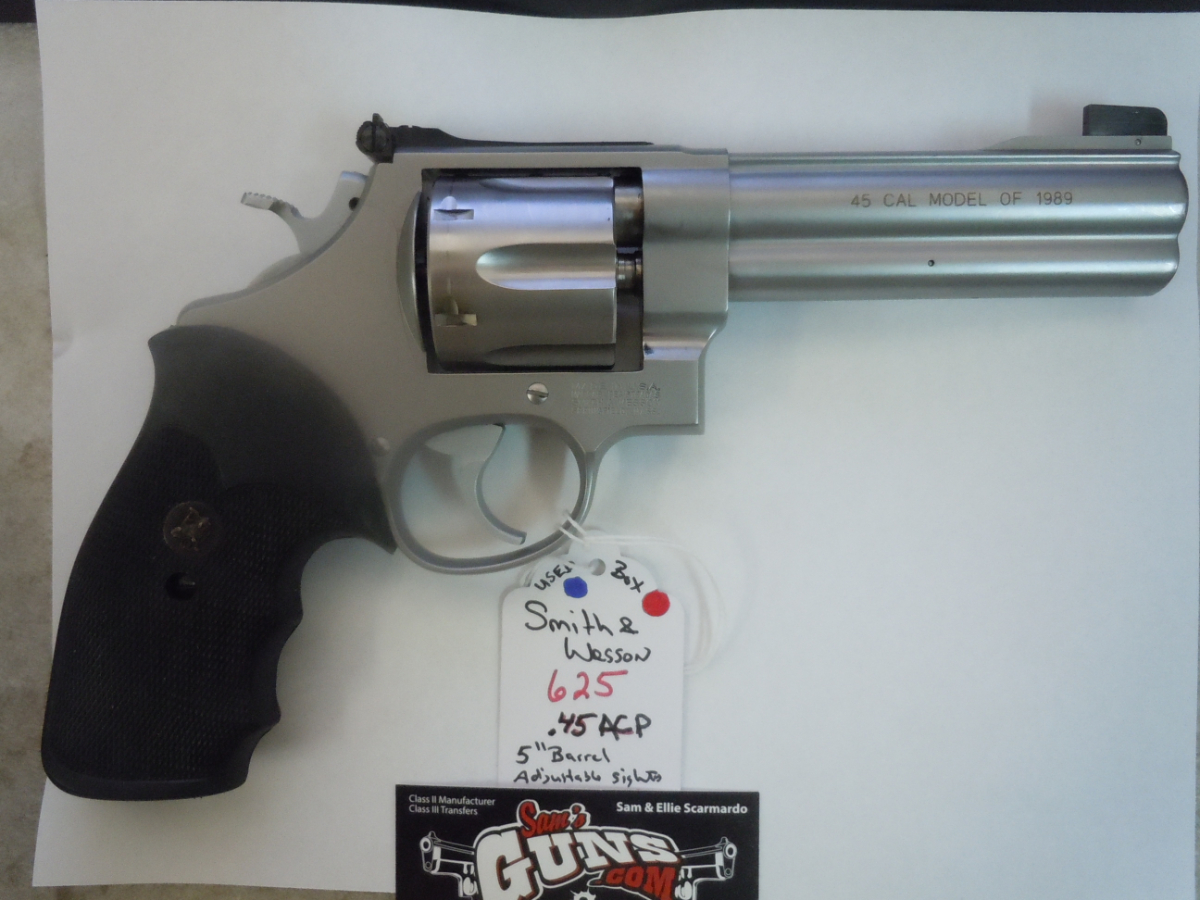 Smith & Wesson Model 625 Stainless 5" Barrel 6 Full Moon Clips ...