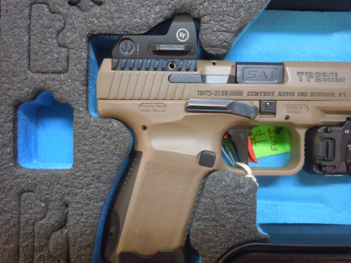 Canik Model TP9 Elite Combat threaded barrel Crimson trace red dot and ...