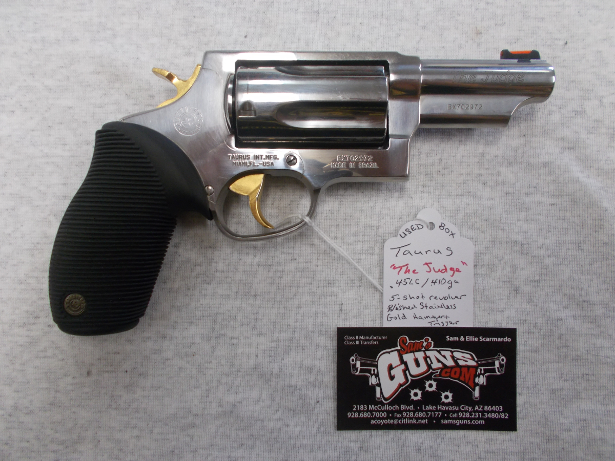 Taurus Judge Stainless Steel .410ga & 45lc W/ Gold Trigger & Hammer ...