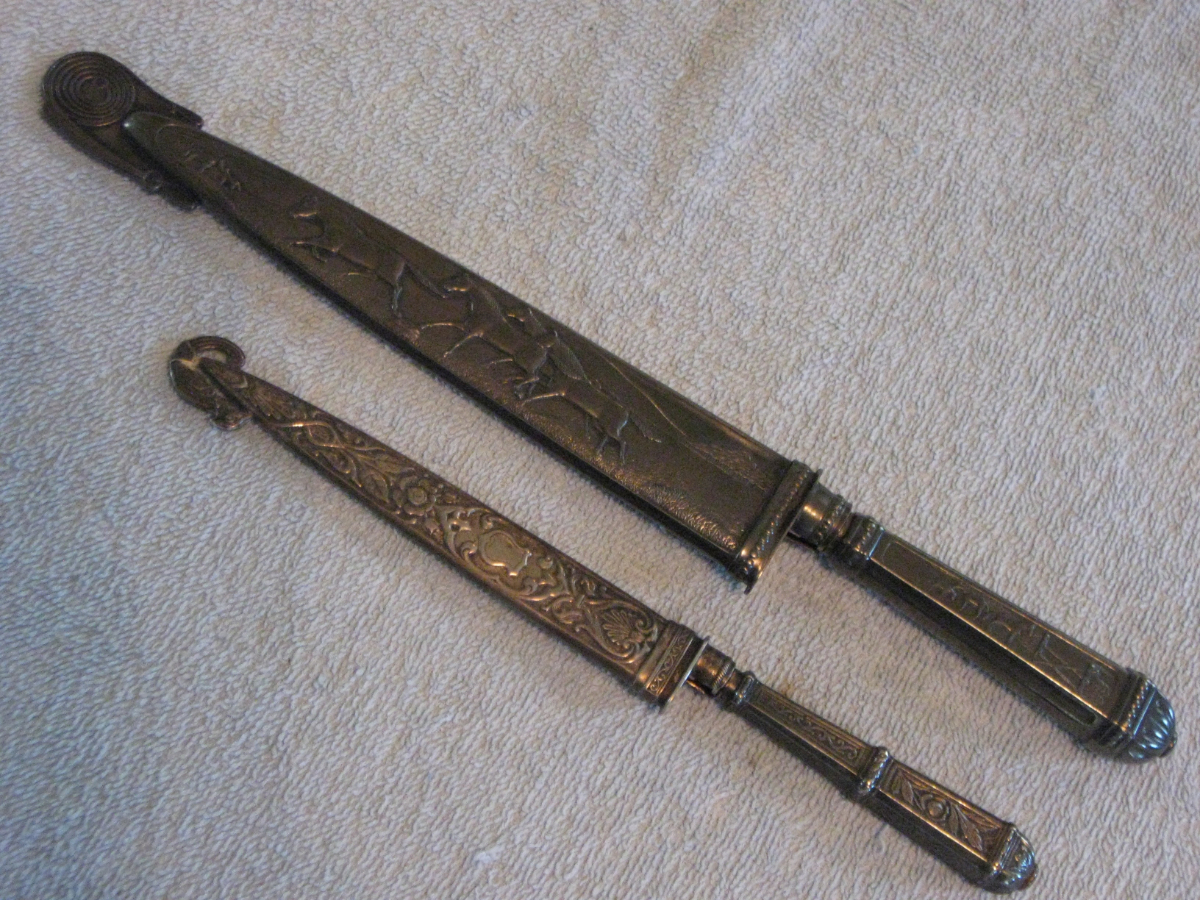 Vintage Elmo Inox Silver High Relief Gaucho Knives (9 1/4 & 11 3/8 ...