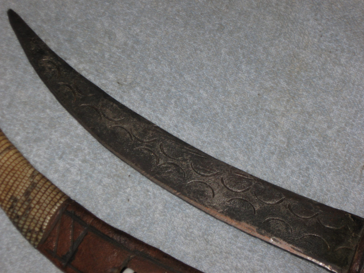 VINTAGE AZTEC CEREMONIAL KNIFE W/CARVED BONE HANDLE 17191646 ...