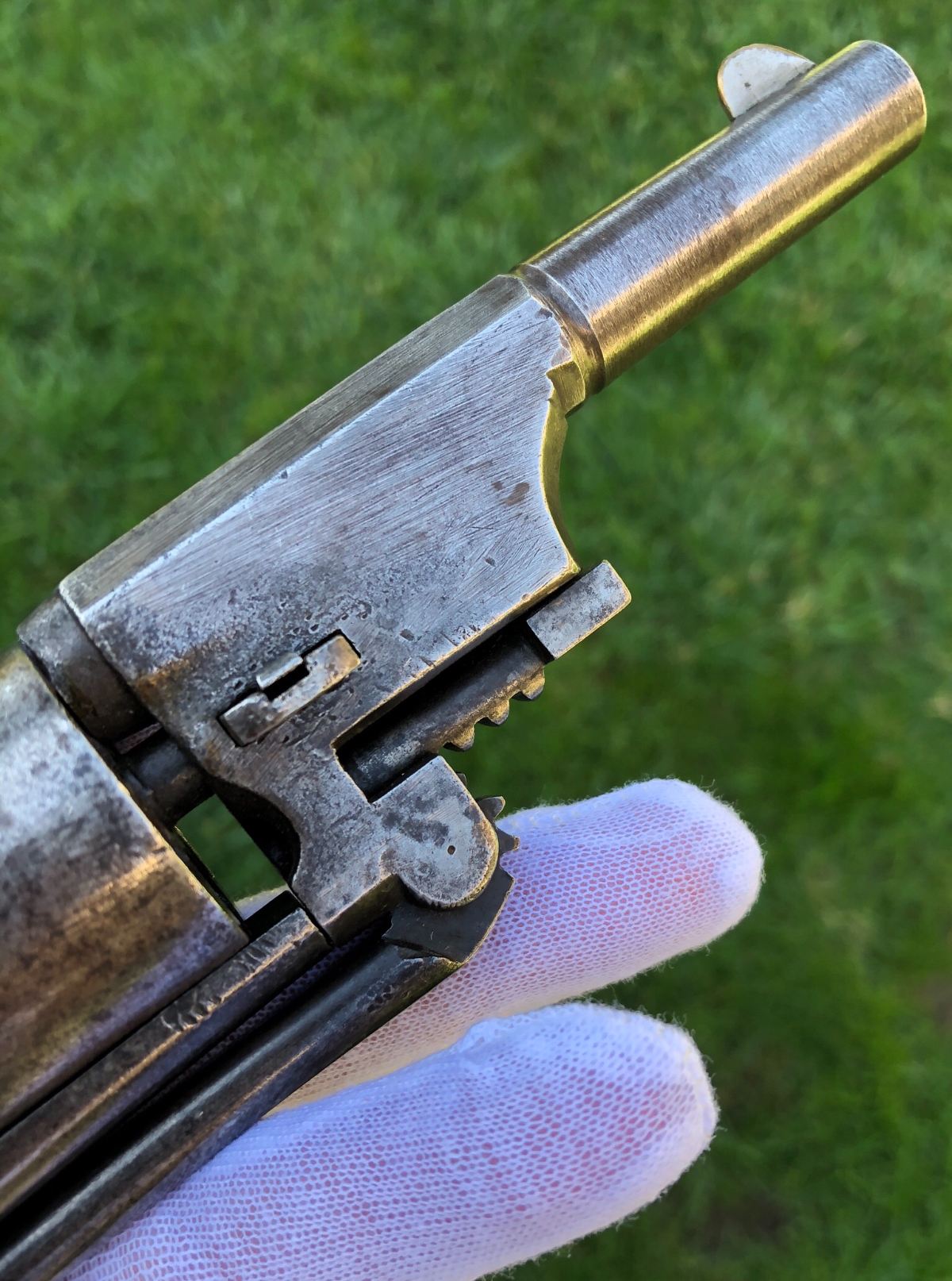 Panel Scene Brevette Colt Revolver W/ Unusual Lever Latch System No ...