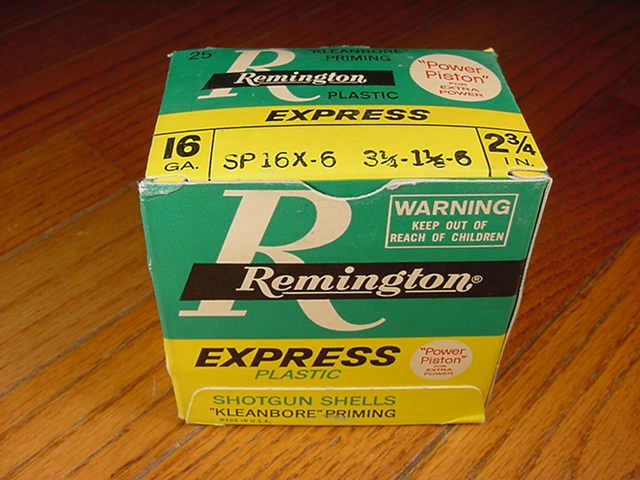 Box Of Remington Express Power Piston 16 Gauge 6 Shot 16 Ga For Sale at ...