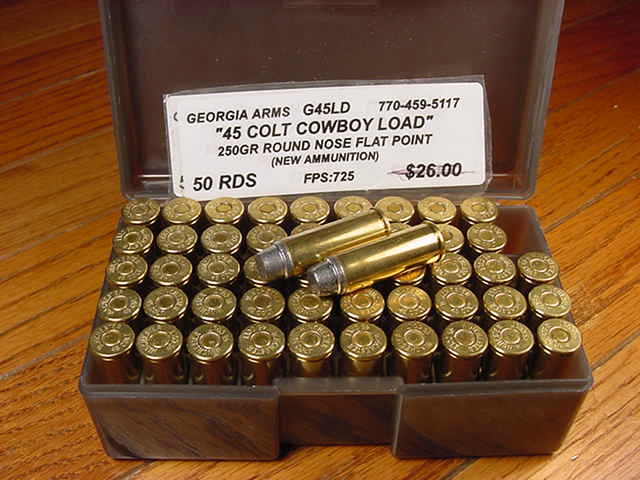 Box Of Georgia Arms Cowboy Load .45 Colt Lead Round Nose Flat Point .45 ...