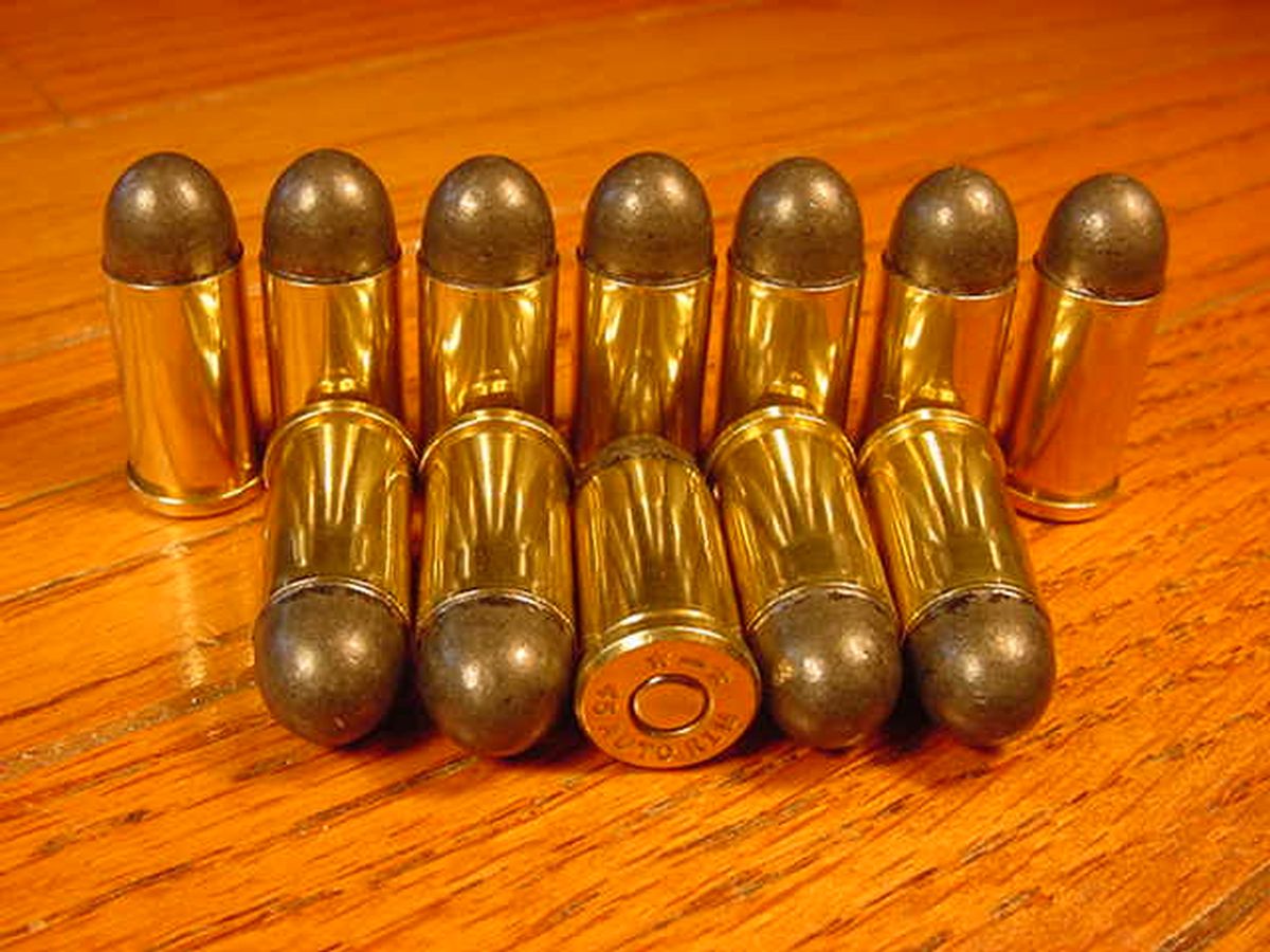 25 Rounds Of Reloaded .45 Auto Rim Lead Round Nose .45 Auto Rim For ...