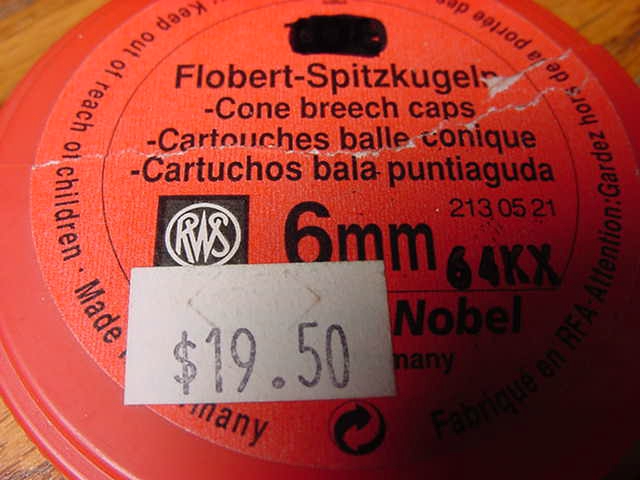 50 Rounds Of Rws Flobert-Spitzkugele 6mm/.22 Cone Breach Cb Caps .22 Lr ...