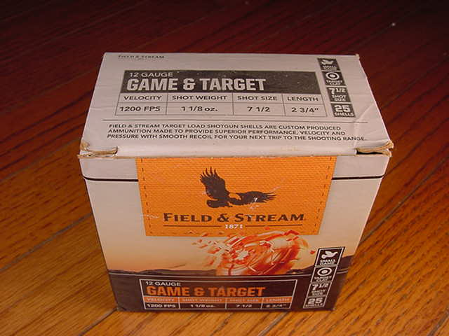 Box of Field & Stream Game & Target Loads 12 Gauge Number 7 1/2 Shot