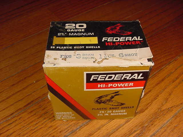 Box Of Federal Hi-Power 20 Gauge Number 6 Shot 20 Ga For Sale at ...