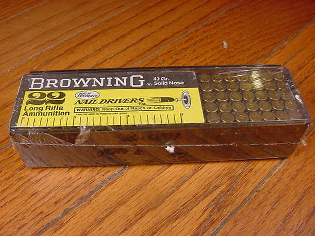 Box (100 Rounds) Of Browning Nail Drivers .22 Long Rifle Plated Solid ...