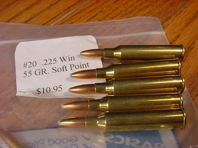 20 Rounds Of Reloaded .225 Win. Semi-Jacketed Soft Point .225 ...