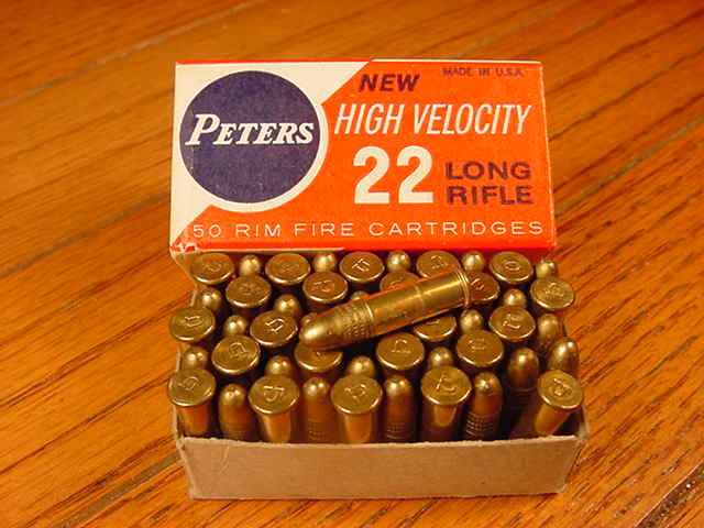 Box Of Peters Rustless High Velocity .22 Long Rifle Plated Solid Point ...