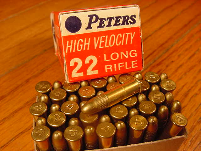 Box Of Peters Rustless High Velocity .22 Long Rifle Plated Solid Point ...
