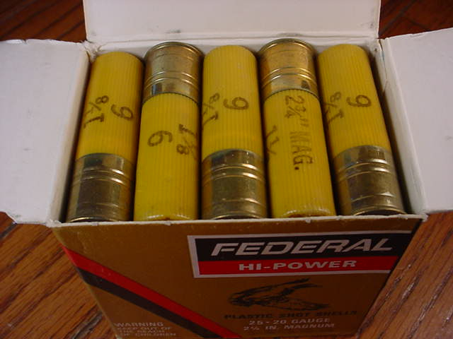 Box of Federal Hi-Power Magnum 20 Gauge Number 6 Shot 17175103 ...