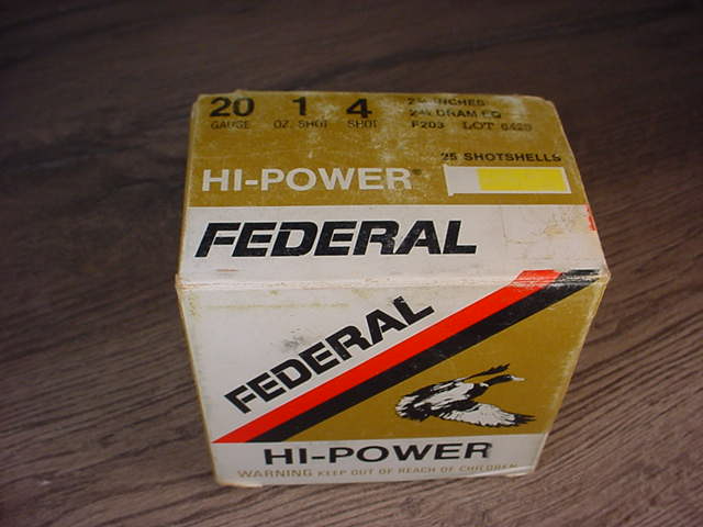 Box of Federal Hi-Power 20 Gauge Number 4 Shot