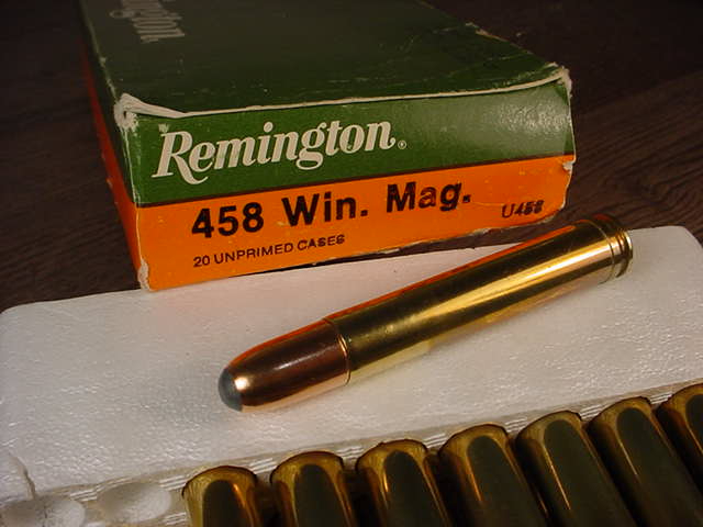 19 Rounds of reloaded .458 Win. Magnum Semi-Jacketed Soft Point .458 ...