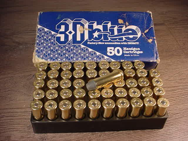 Box Of 3-D Blue Factory New .44 Rem. Magnum Lead Semi-Wadcutter .44 Mag ...