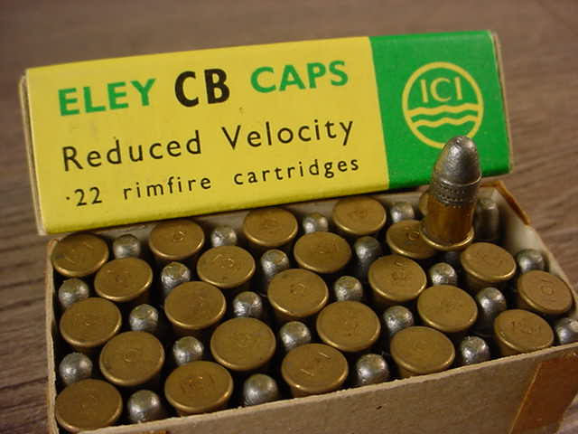 Box Of Eley-Kynoch Reduced Velocity .22 Cb Caps Lead Solid Point .22 Cb ...