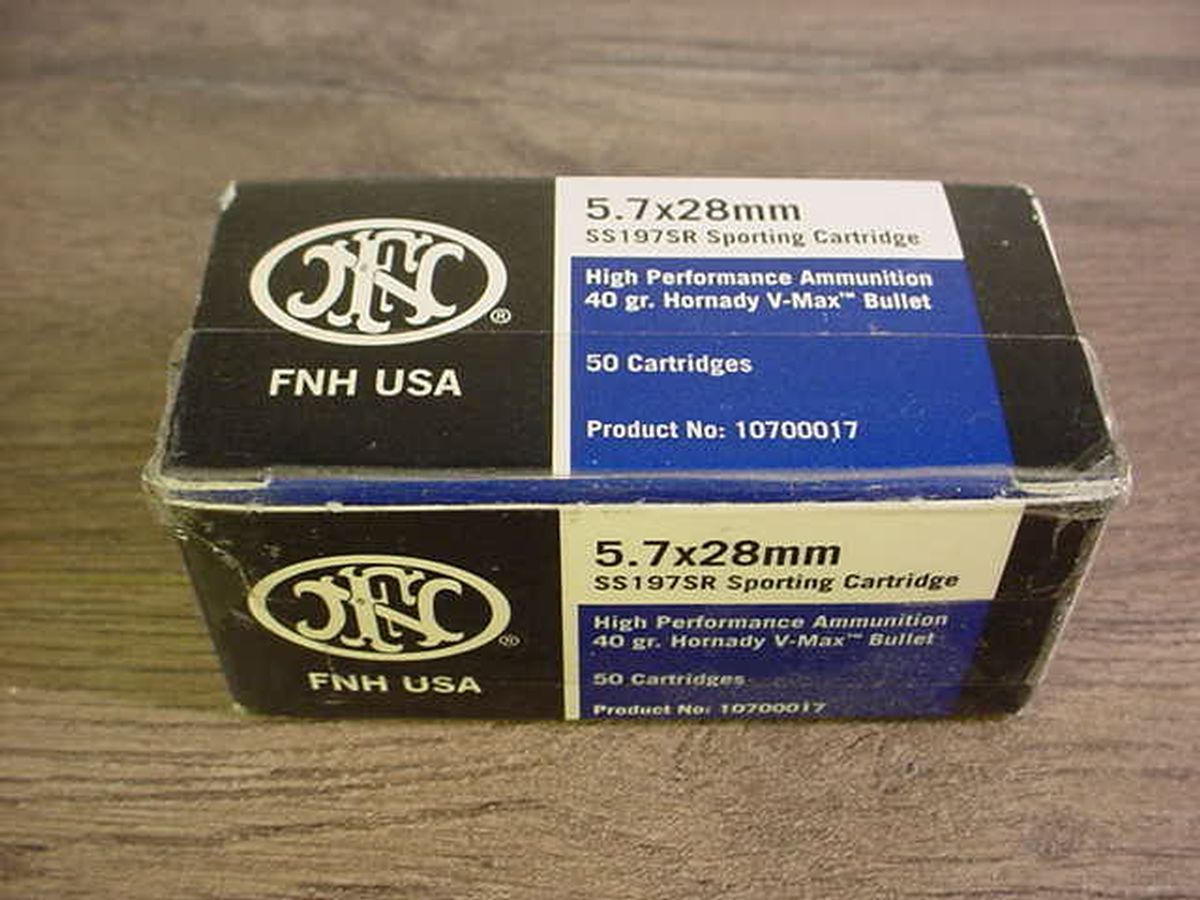 Box Of Fnh Ss197sr V-Max 5.7x28mm Jacketed Hollow Point Polymer Tip 5 ...
