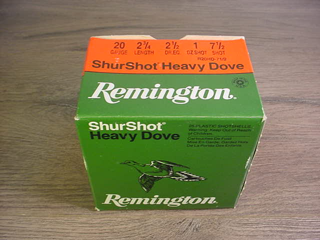 Box Of Remington Shurshot Heavy Dove 20 Gauge Number 7 1/2 Shot 20 Ga ...