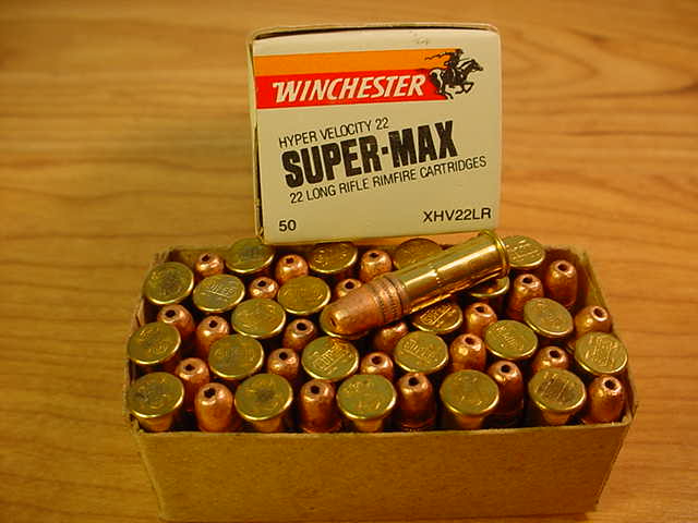 Box of Winchester Super-Max Hyper Velocity .22 Long Rifle Plated Hollow ...
