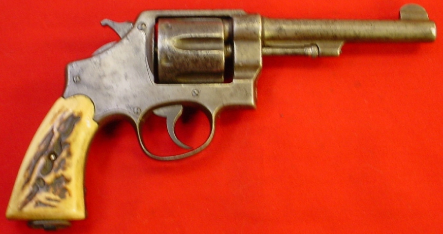 Smith And Wesson Ww L Revolver W/ Holster & Genuine Stag Grips. .45 Acp ...