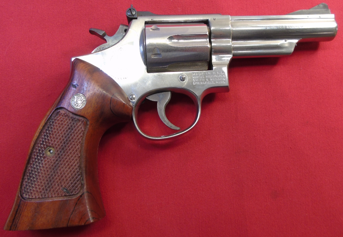 Smith & Wesson Model 19 Factory Nickel Double Action Revolver.