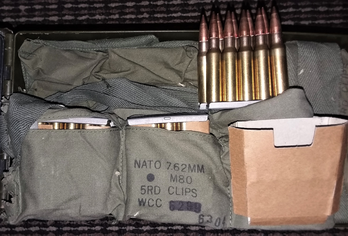 Winchester US Govt issue (USGI) 7.62mm NATO M80 ball in clips ...