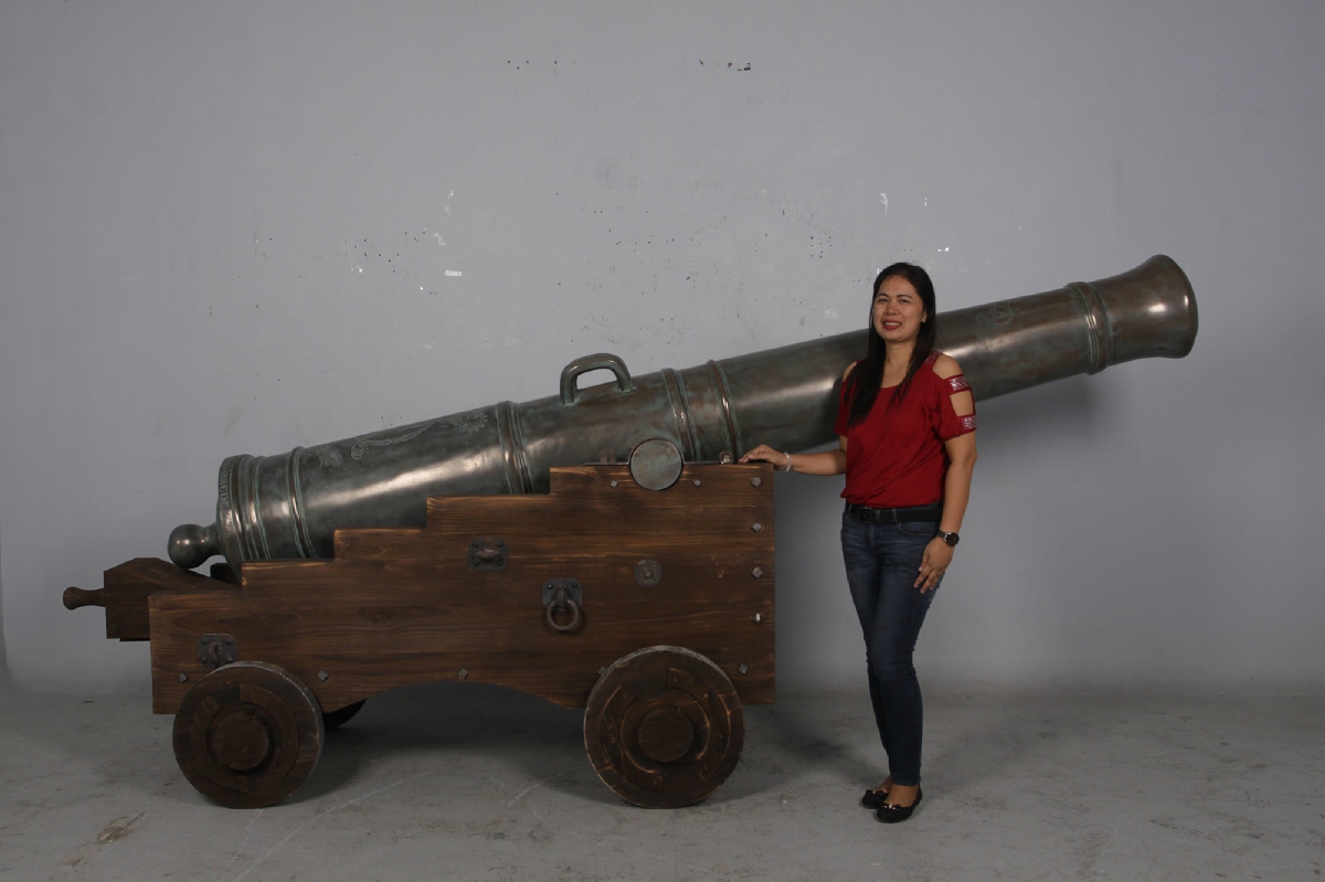 12 ft spanish cannon 1778 with wood carriage resin replica - Picture 2