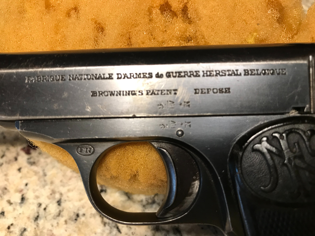 Fabrique National Dutch Fn Model 7.6 Ca Browning Pat. Pre Wwii .380 Acp ...