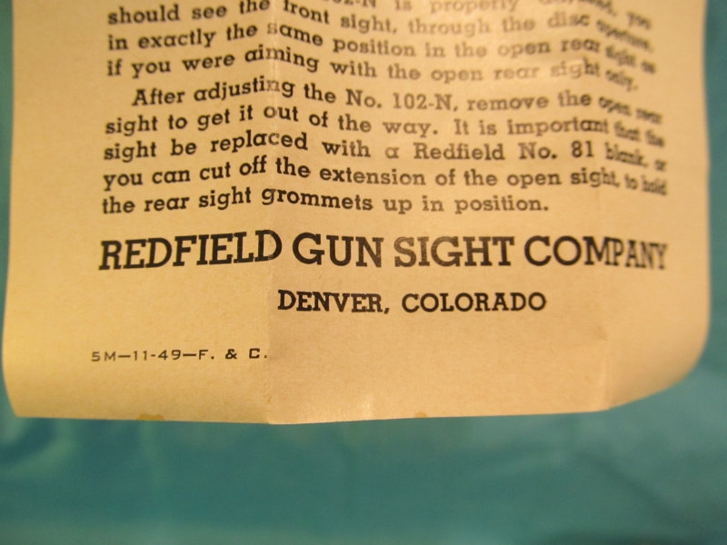 Redfield No 102n Tang Sight, Remington Model 8, 81 For Sale at ...