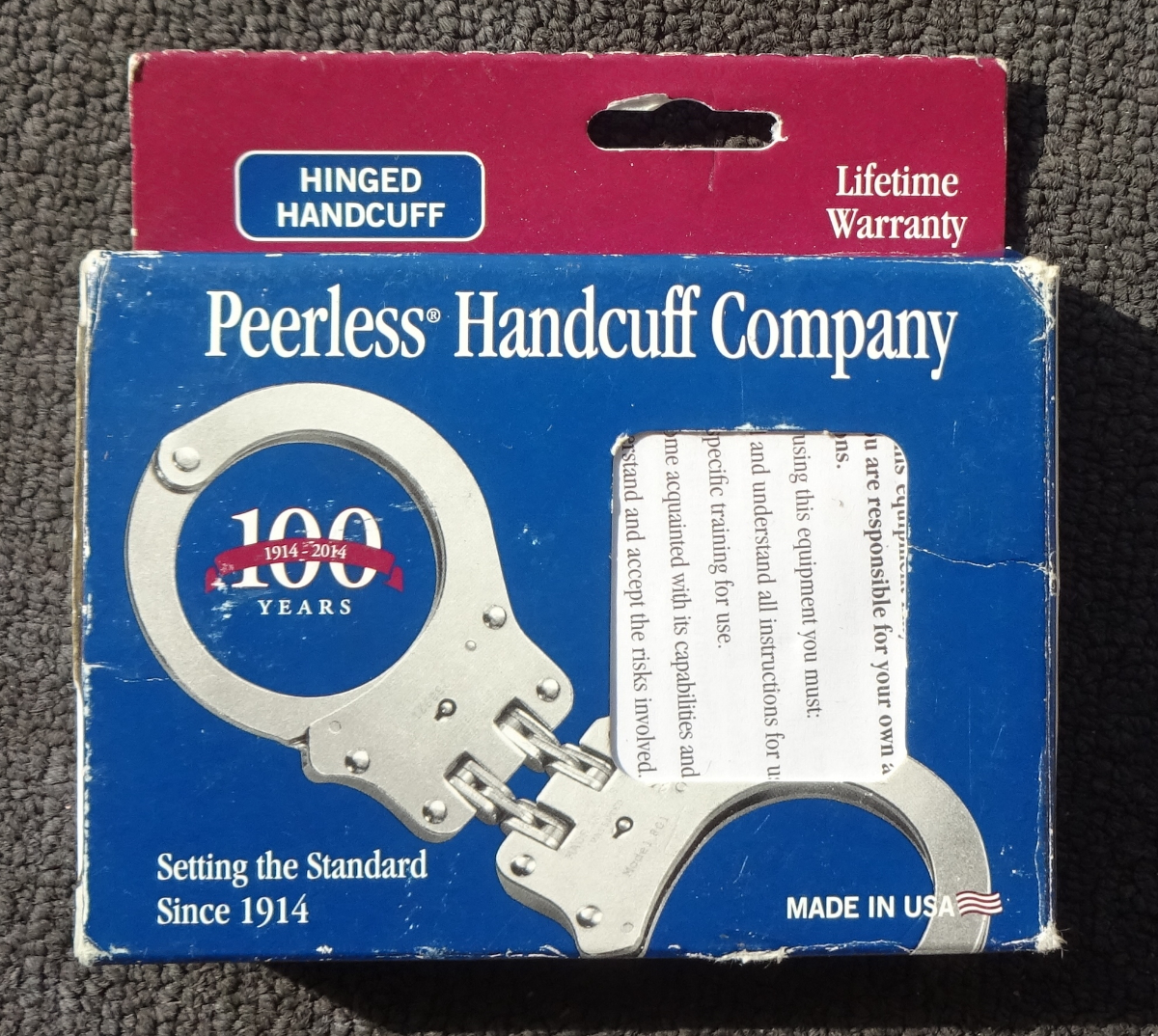 Smith & Wesson PEERLESS HINGED HANDCUFFS BY -PINK, SALESMAN SAMPLE, NEW ...