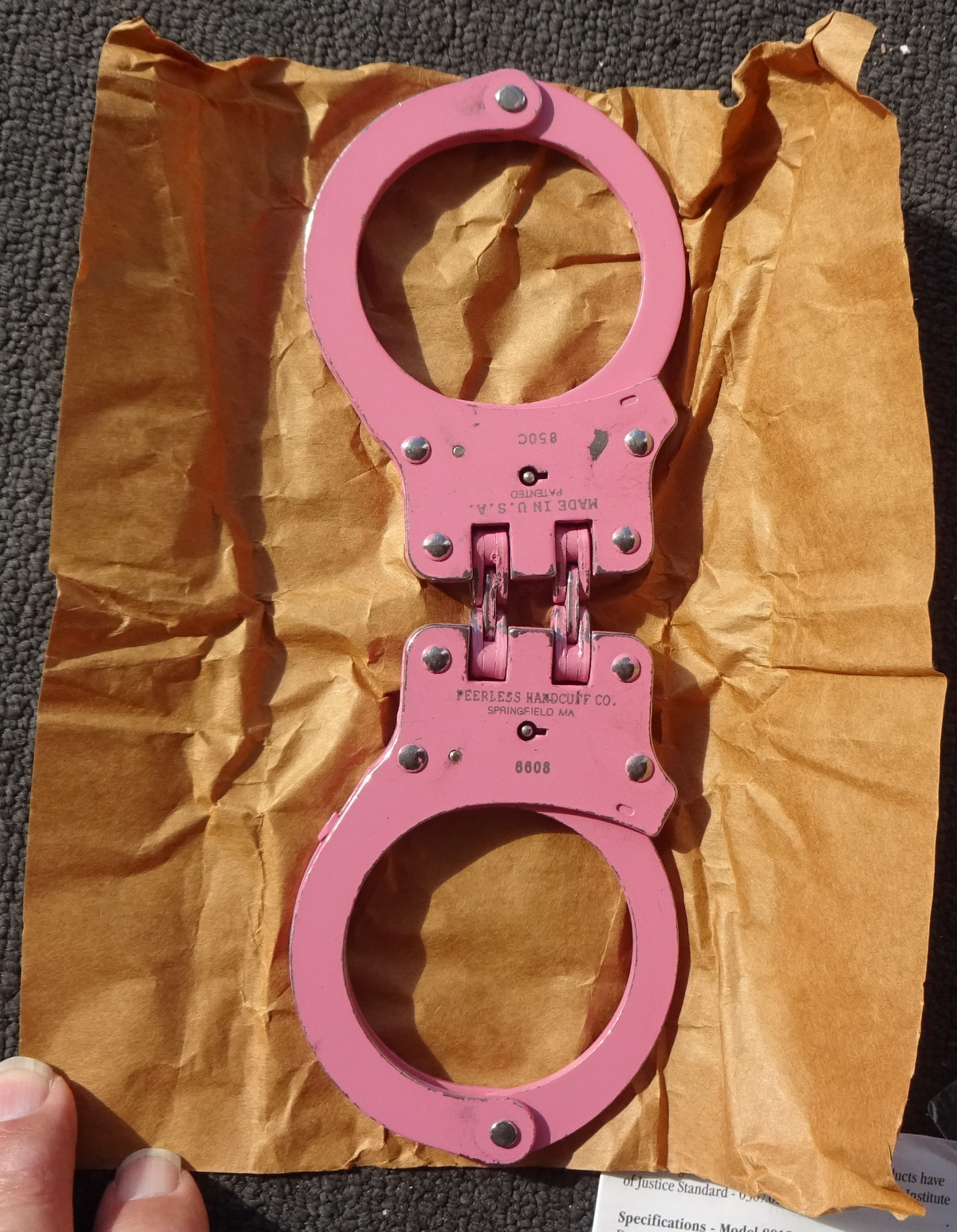 Smith & Wesson Peerless Hinged Handcuffs By Smith And Wesson-Pink, Salesman Sample, New In ...