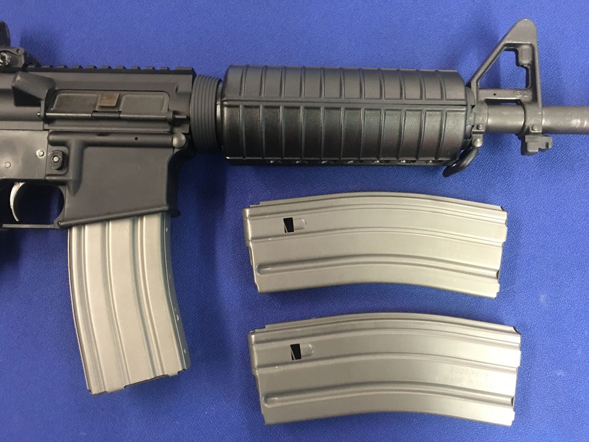 Colt CARBINE, COMES W/ 2 EXTRA MAGS AND FLIP UP REAR SIGHT, CHAMBERED ...