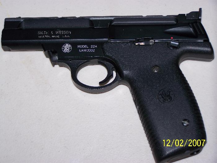 SMITH & WESSON MOD 22A PISTOL MINT COND. 4 IN BBL WITH RIB F/SCOPE ...