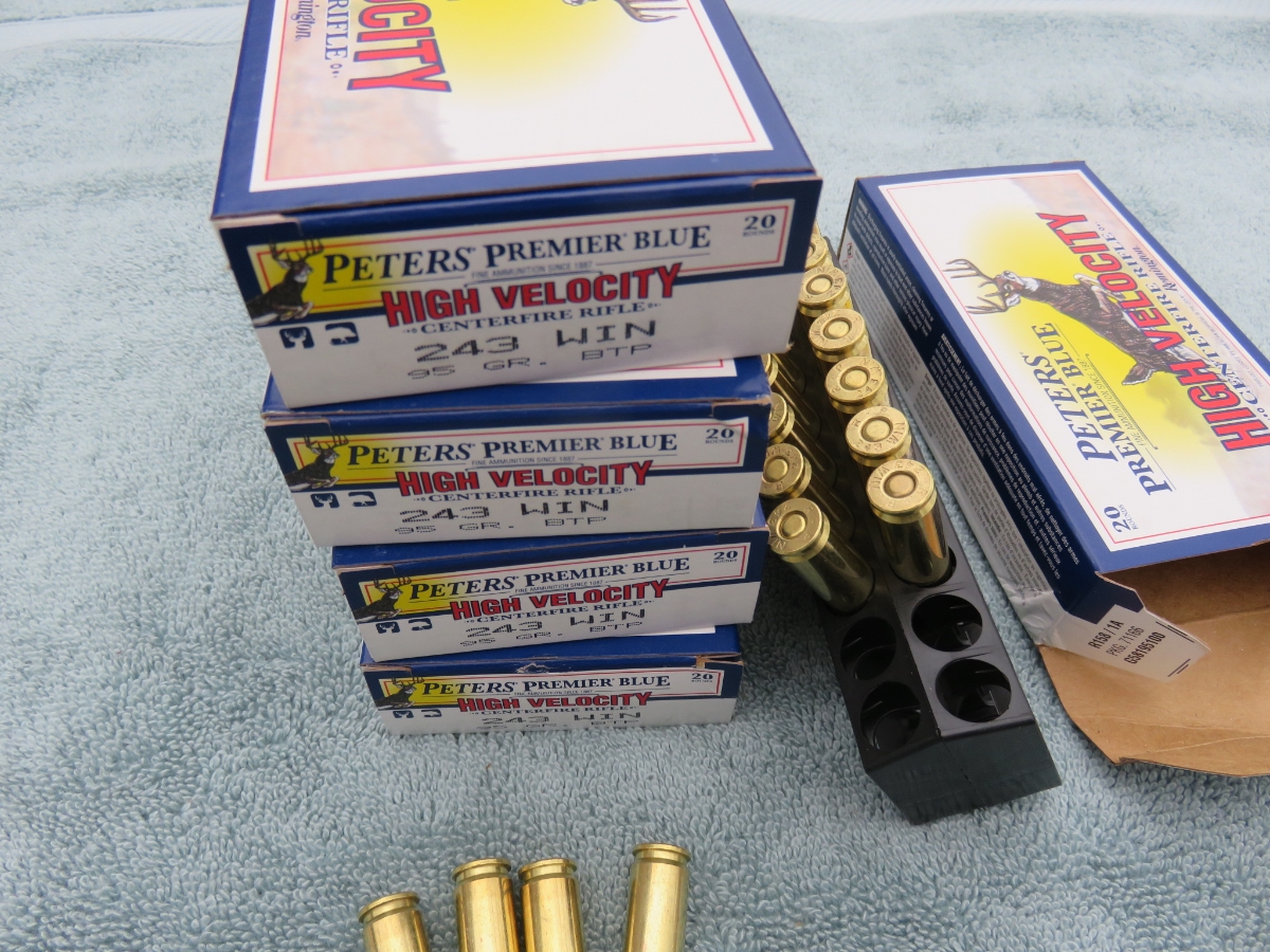 Remington - Peters Remington / Peters Premier Blue 100rds. .243 Win. 95 ...