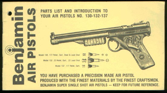 Original Owners Manual ------ Benjamin 130-132-137 For Sale at ...