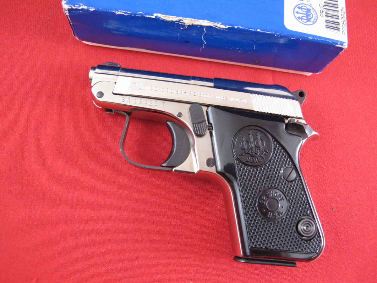 Beretta Model 950bs 22 Short, 2.5in Tip Up Barrel, Nickel, W/Box, No ...