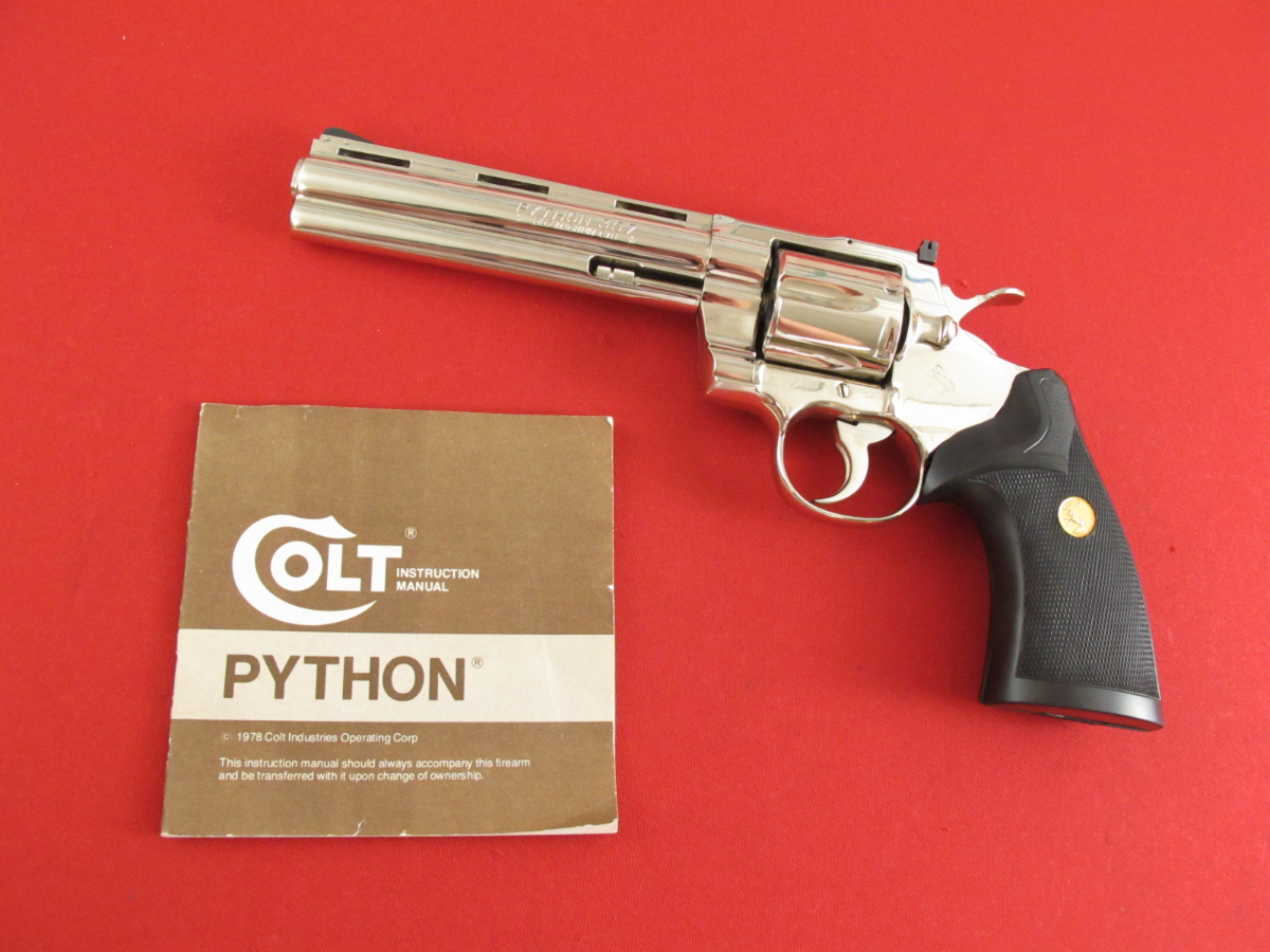 Colt Python 357mg, 6in Nickel Vr, Rubber Grips, W/Owner, Mfg 1981, Nice ...