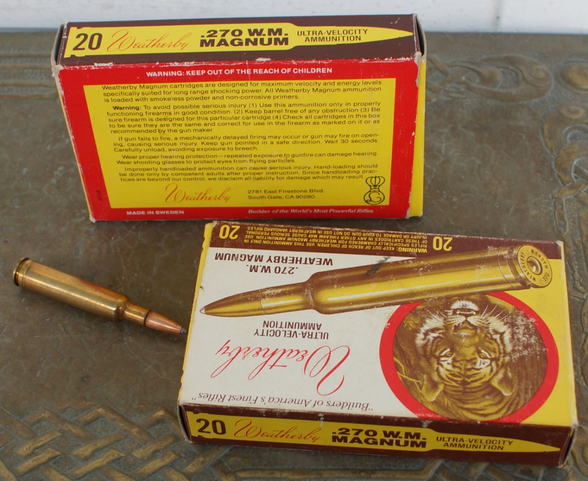 Weatherby .270 Wby Magnum Full & Partial Tiger Boxes 33 Rds .270 Wby ...