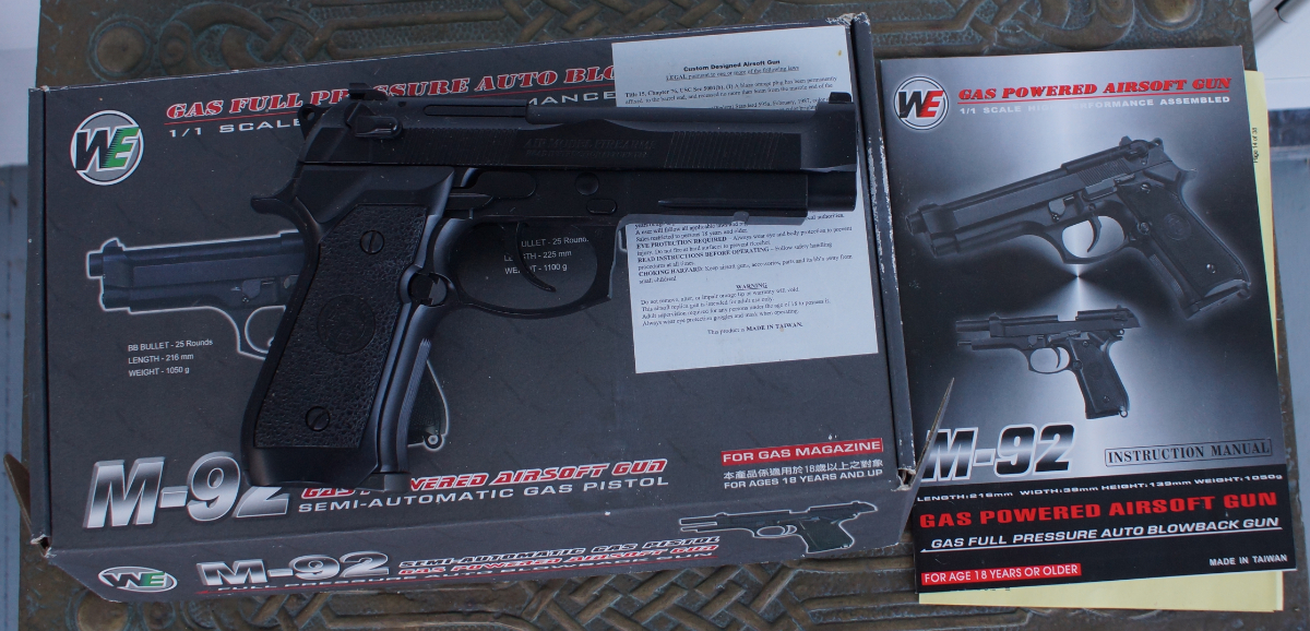 WE Beretta M-92 COPY Gas Blowback Airsoft Pistol 6mm M190 Special ...