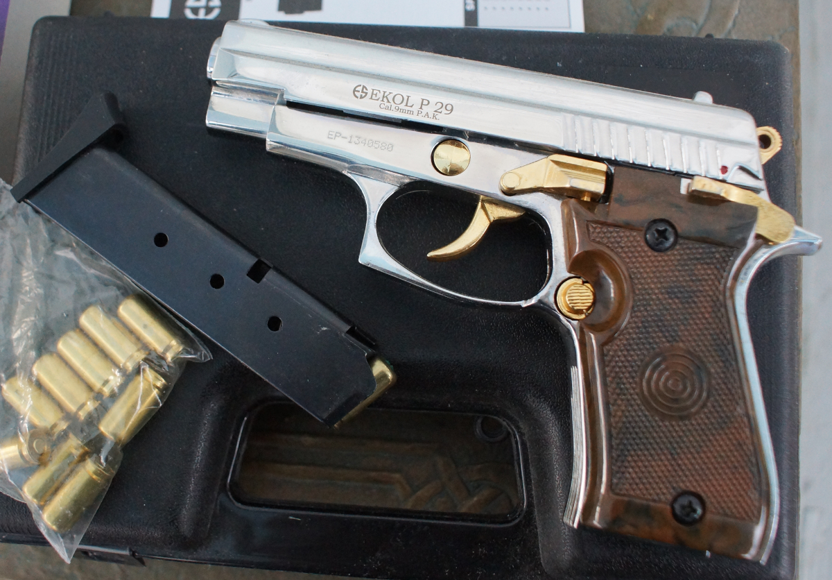 SIG Sauer P229 Replica 9mm Blank Firing Pistol Black Gold Ekol P.29 9mm ...