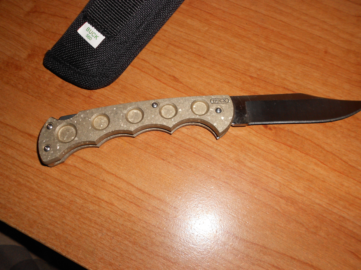 New Buck 560 Titanium push button open lock back knife 17120699 ...