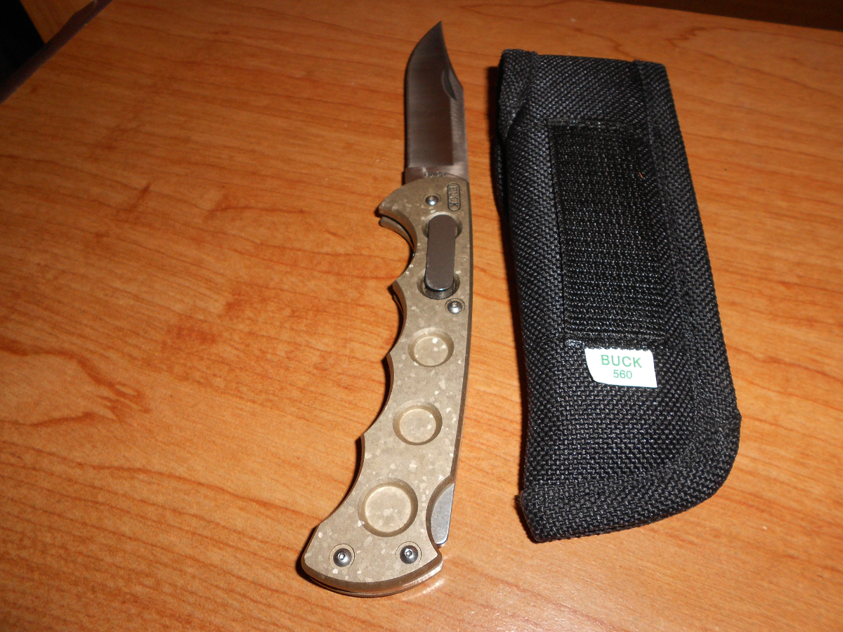 New Buck 560 Titanium push button open lock back knife 17120699 ...