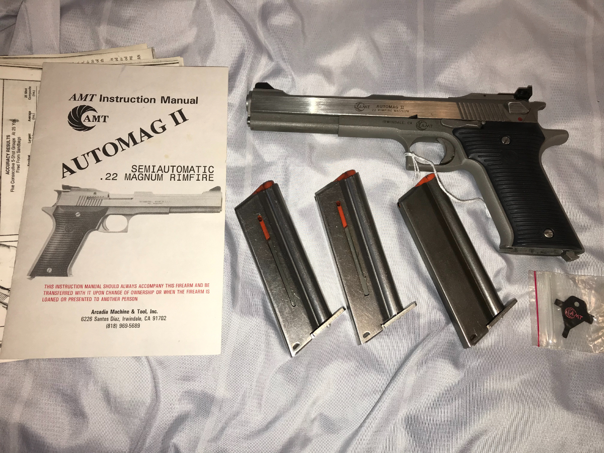 Amt Automag Ii Stainless Steel 6" With 3 Magazines .22 Magnum For Sale ...