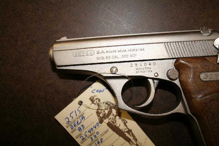 Bersa Model 83 In 380 Cal In Satin Nickel,Double Action,Six Shot,3 1/2 ...