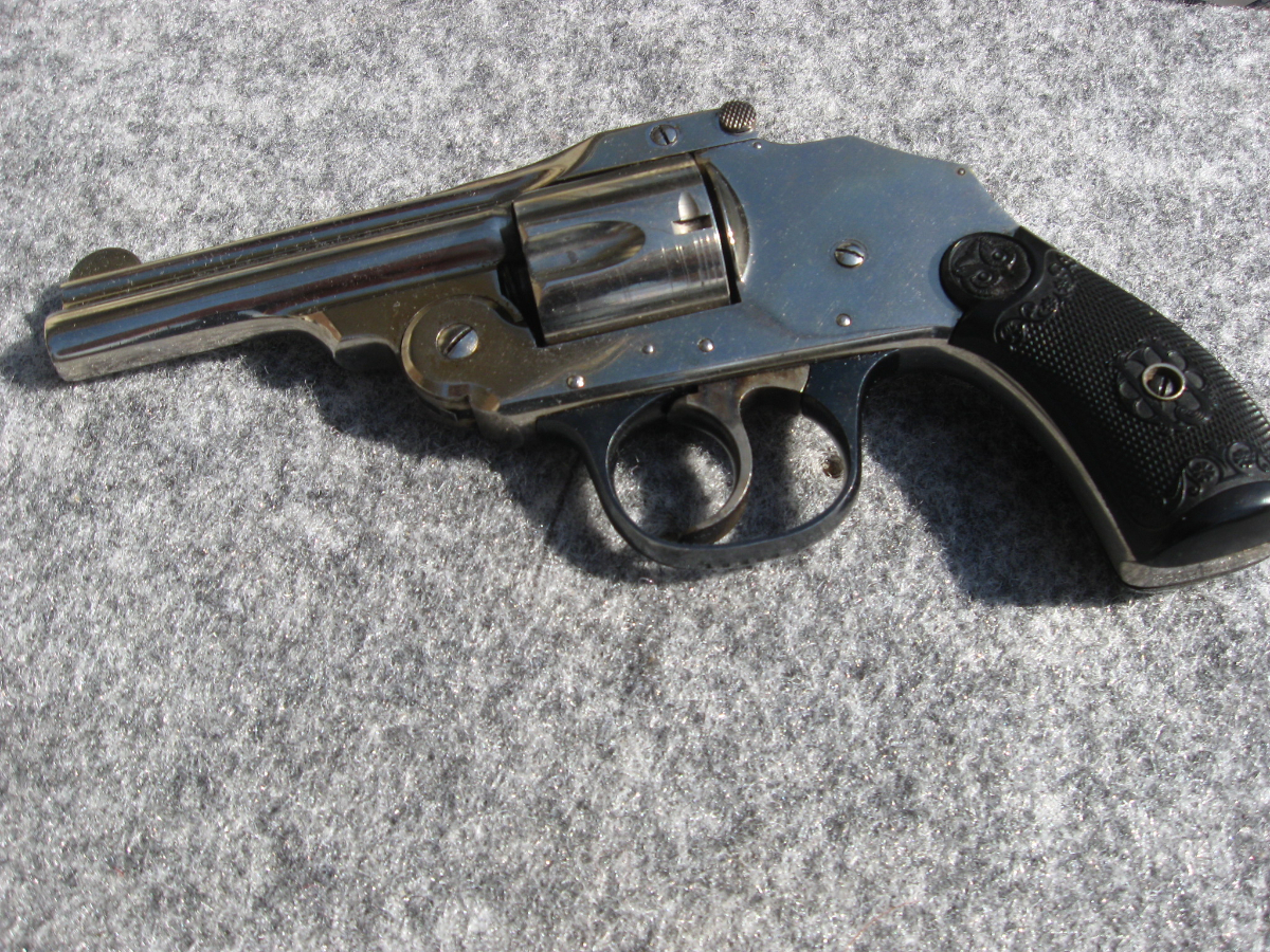 Iver Johnson Nickel plated, hammerless, large frame safety automatic ...