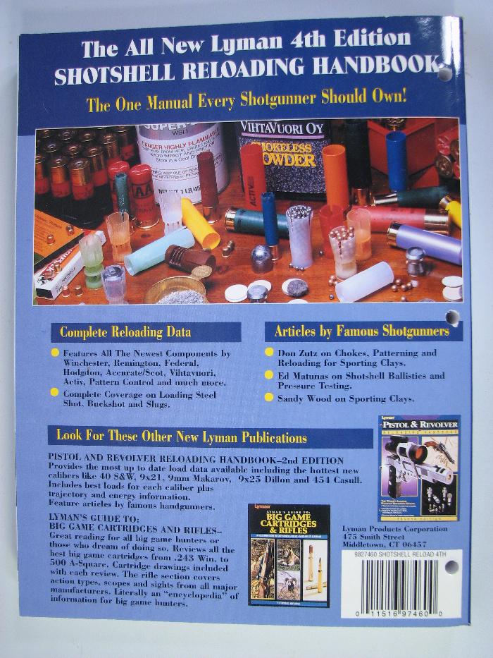 Lyman Shotshell Reloading Handbook 4th Edition New For Sale at ...